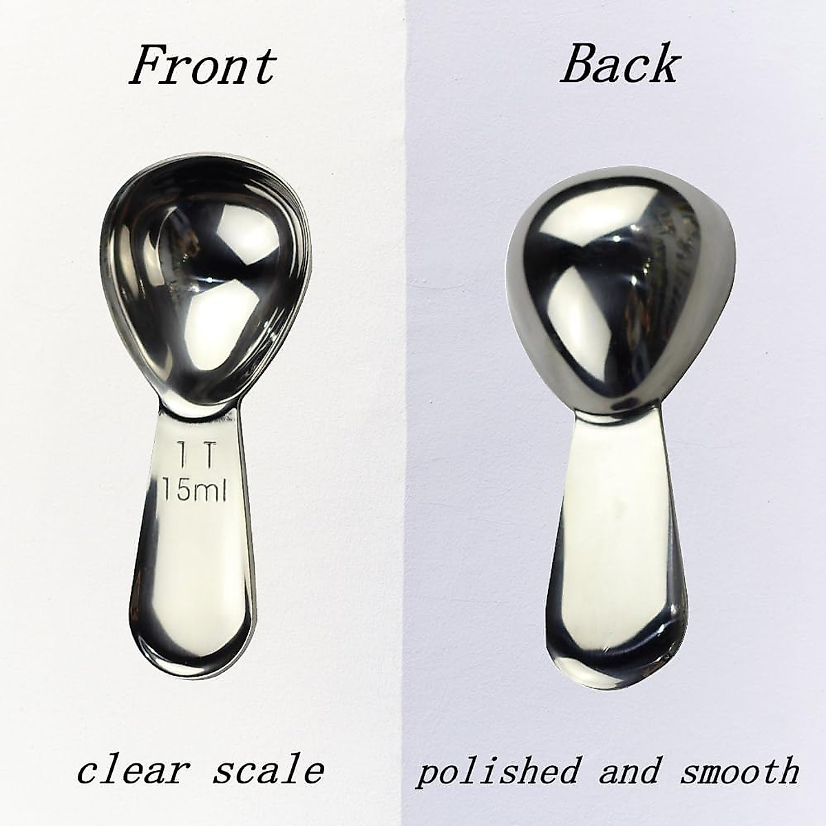 CoaGu Coffee Scoop 18/8 Stainless Steel Tablespoon (1pc 15ml with Magnet Measurement Metric Conversion Chart)