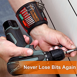 2P Magnetic Wristband Stocking Stuffers for Men, Tool Belt Magnet Wrist for Holding Screws Nails Drill Bits Cool Gadget Christmas Birthday Dad Him Husband Women Who Have Everything Wants Nothing