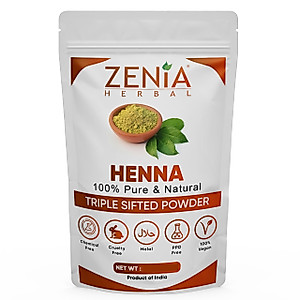 Zenia 100% Pure & Natural Henna Powder (Lawsonia Inermis) | 100 grams (3.5 oz) | Orange-Red Hair Color | Triple Sifted | Fresh from Rajasthan | No Chemicals, No Additives