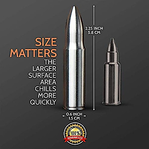 Zwin Extra Large Silver Bullets Whiskey Stones Set for Drink, 6Pcs Whiskey Ice Cubes Bullets Stones with Base, Reusable Whiskey Stones Stainless Steel Whisky Gifts for Men Dad Boyfriend