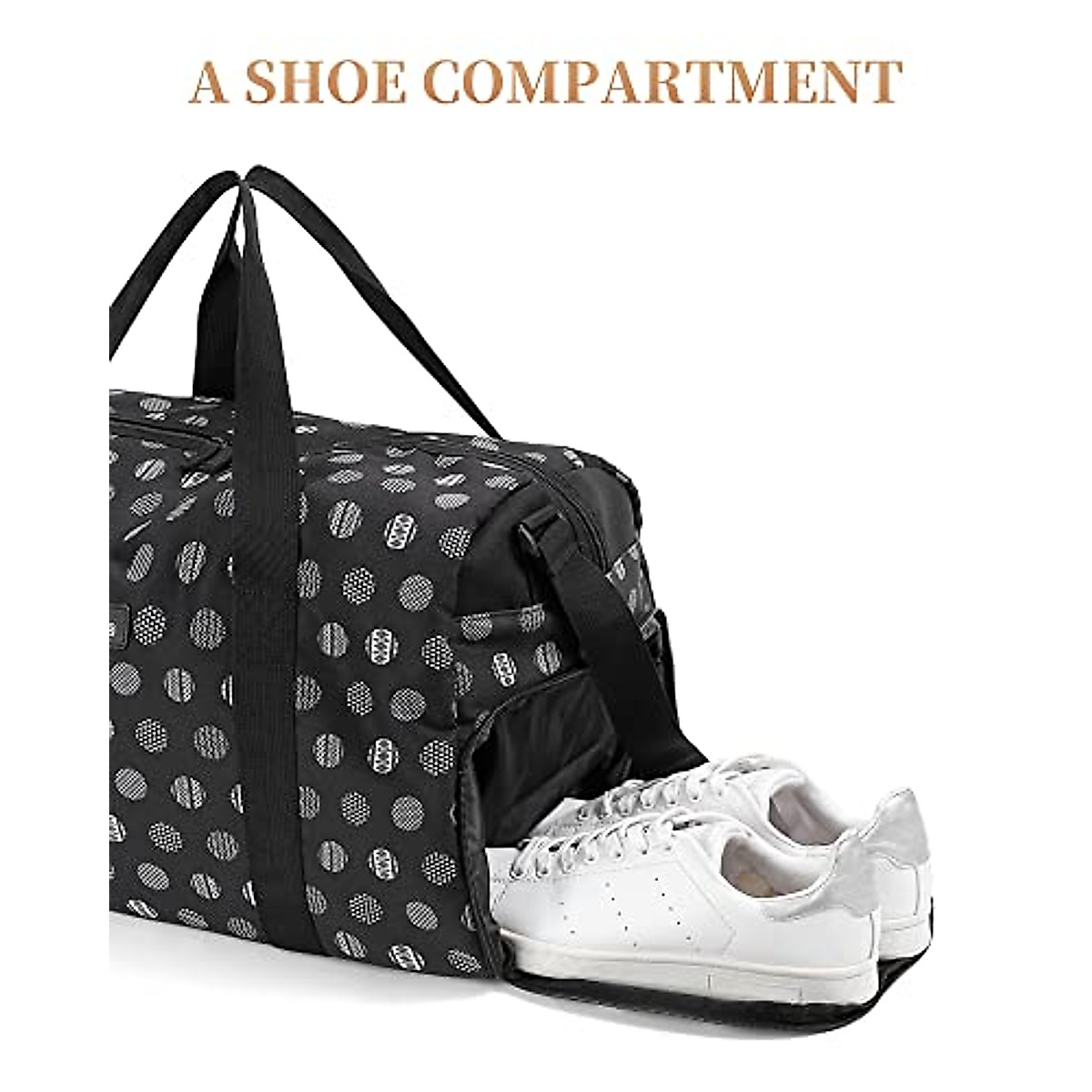 Marvolia Small Gym Bag for Women - Duffle Bag for Travel Weekender Bag with Shoe Compartment Carry on Bag for Women - Black