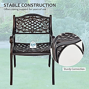 Giantex 2 Pieces Patio Chairs, Cast Aluminum Bistro Chairs with Armrest, All-Weather Patio Dining Chair with Adjustable Feet, Outdoor Armchairs for Garden Deck Backyard Poolside (1)