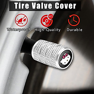 4PCS Car Tire Valve Caps Kitty Cute Accessories,Anti-Rust Anti Dust Valve Stem Cover,Universal for Cars Trucks Motorcycles and Bikes