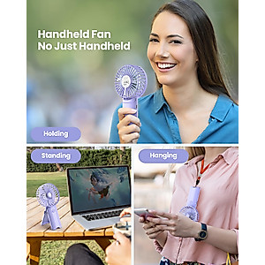 Mini Portable Folding Handheld Fans USB Rechargeable Personal Fan Neck Desktop 4-speed 3-in-1 Silent Handheld small Fan 6-15 hours battery life Suitable for summer travel Camping Outdoor Kids Gift