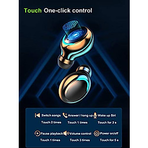 VALDUS TWS Wireless F9-5.1 (2022) Earbuds Bluetooth HiFi Stereo Headset Noise-Cancelling Touch Control Headphones Built-in HD Mic with Charging Case (Midnight Black)