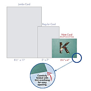 The Best Card Company - 10 Initial Letter “K” Assorted Blank Notecards Beautiful Flower Personal Stationary 4 x 5.12 Inch, Bulk Variety Pack for Thank You and Notes - Baroque Blooms K M3838OCB-B1x10