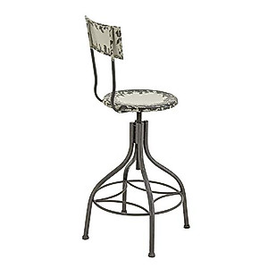Deco 79 Metal Bar Stool with Backrest, 18" x 18" x 41", Beige