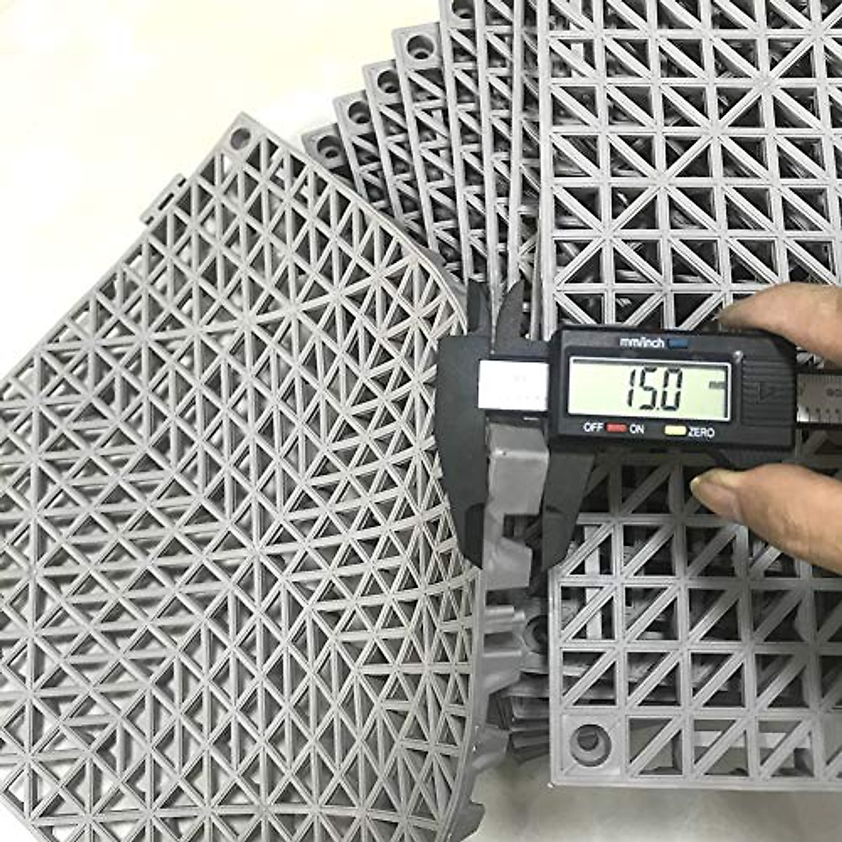 12 Pack Modular Interlocking Cushion 11.5" x 11.5" Mat Floor Tile Mats Drain Pool Patio Balcony Yard Pet Area Washer Pad(Gray)