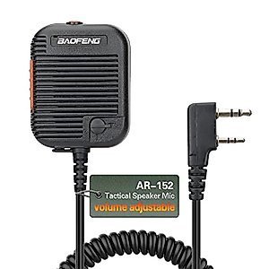 Baofeng Walkie Talkie Handheld Military Grade AR-152 Volume Adjustable Speaker Mic, Shoulder Microphone for BaoFeng AR-152 UV-5R BF-F8HP UV-S9 Plus UV-82HP BF-888S Two Way Radio Popular Accessories