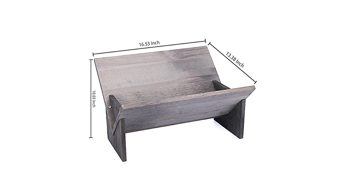MyGift Rustic Barnwood Gray Tilted Bookcase