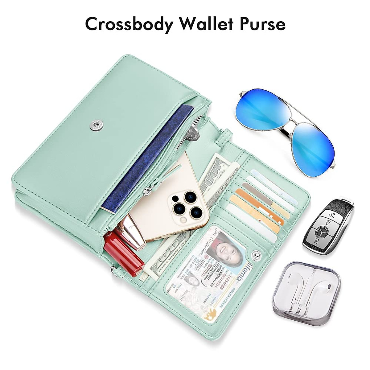 nuoku Women Small Crossbody Purse Cell Phone Wristlet Wallet Purse with RFID Card Slots and Strap for Women