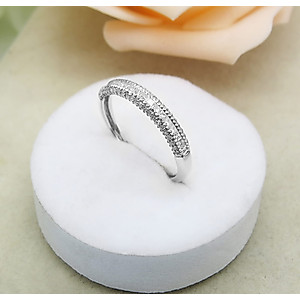 Dazzlingrock Collection 0.45 Carat (ctw) Princess & Round White Diamond Stackable Wedding Band Ring for Women in 10K White Gold, Size 7