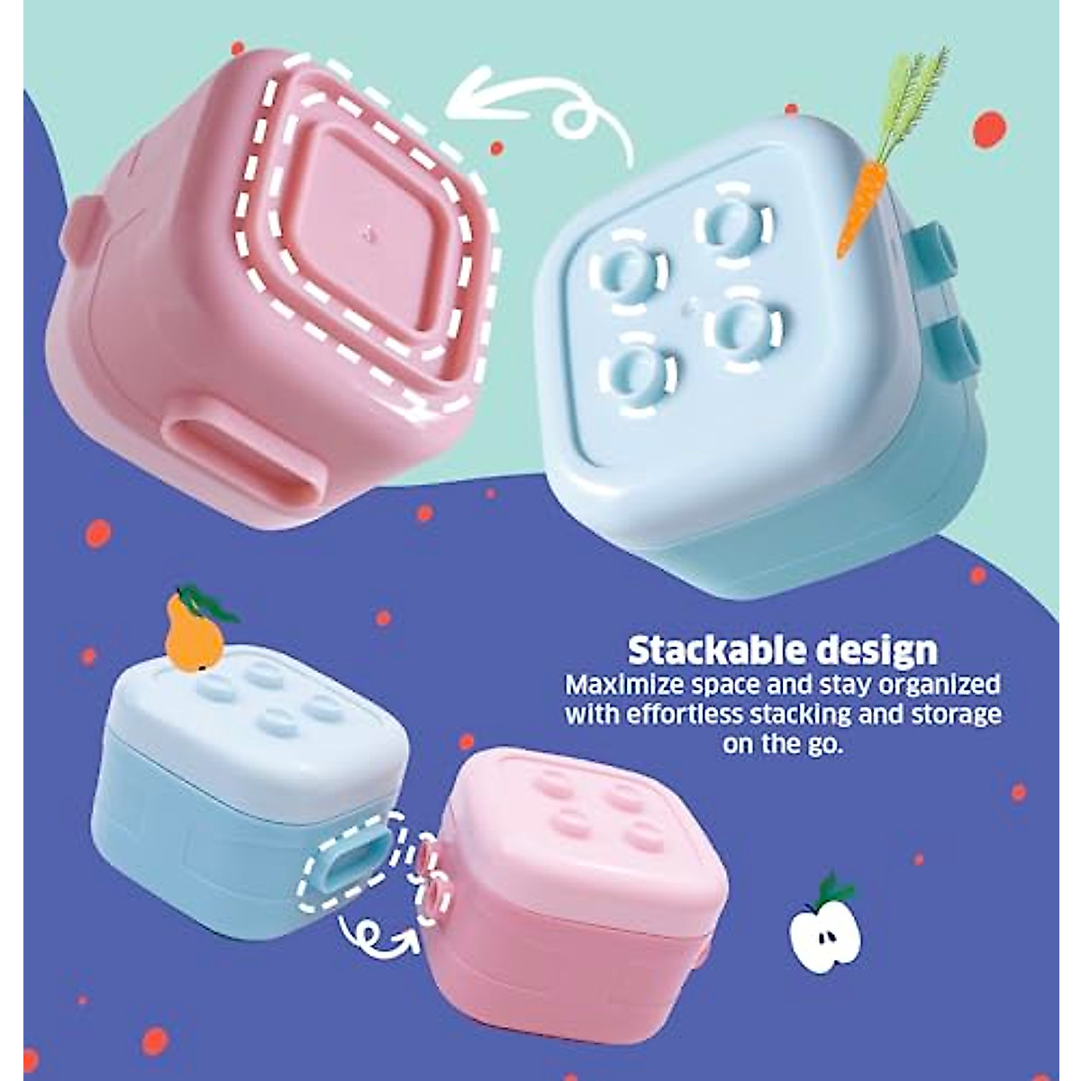 Epik Baby Food container, prefer for daycare, 4 pack leakproof storage container with silicone Lid, 4 Oz, Freezer, Dishwasher and microwave Safe, Unbreakable Food Storage - No Glass