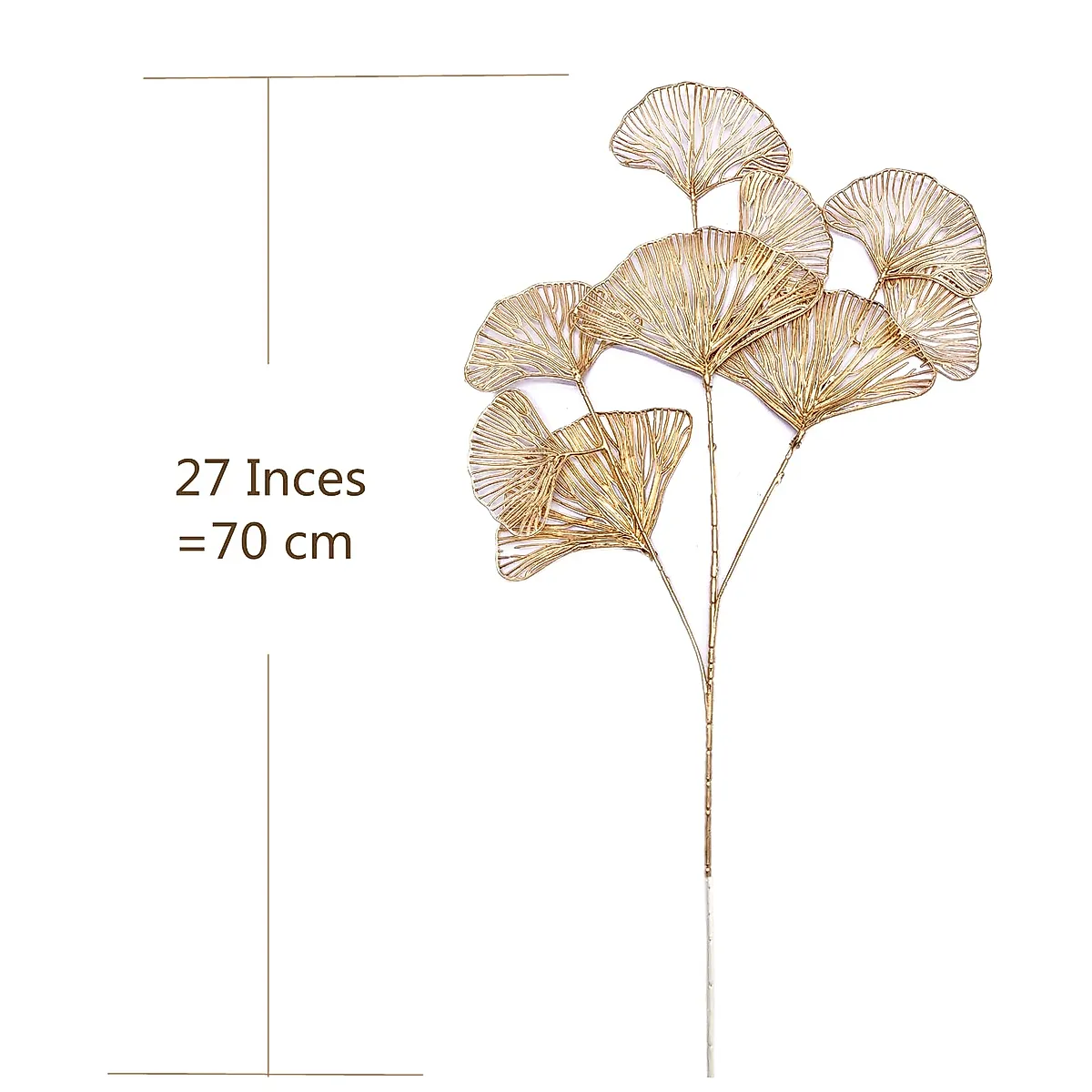 Artificial Golden Plants for Christmas Decoration Ginkgo Leaves Tall 27 Inch, Fake Plant Gold Apricot Leaf Bushes Faux Shrubs Indoor Outdoor Planter Vase Filler Home Garden Wedding Xmas Decor - 2 Pack