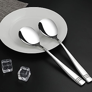 Obston Stainless Steel Buffet Serving Spoons, 9.65 Inch Dinner Buffet Spoons, Set of 6