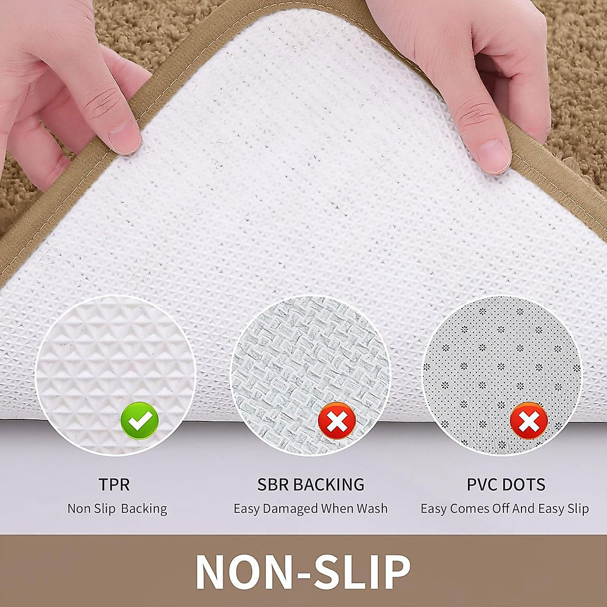 Buganda Microfiber Bathroom Contour Rug (24x20, Camel) Shaggy Soft and Absorbent, Non Slip, Thick Plush, Machine Washable U Shape Toilet Rug for Bathroom