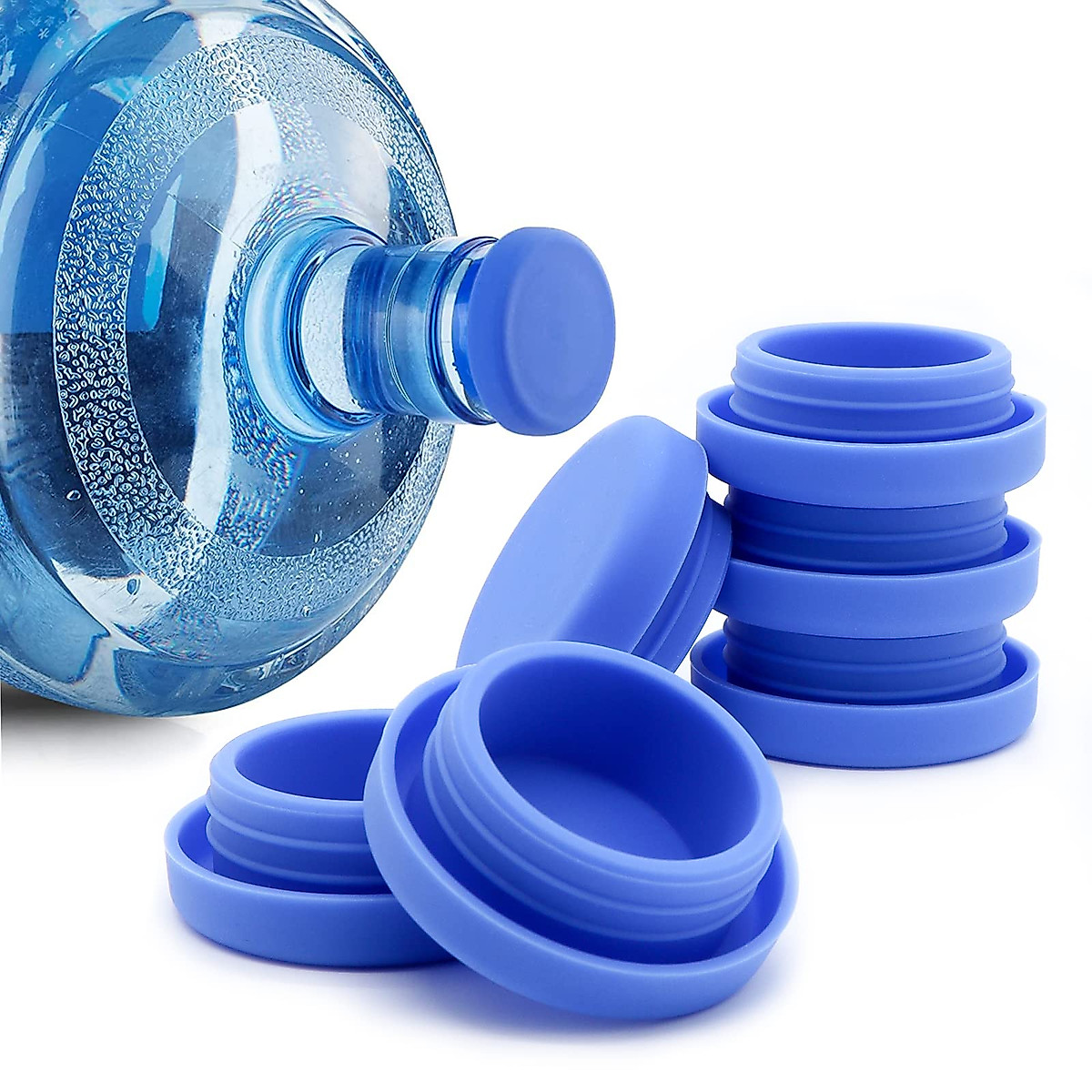 5 Gallon Water Bottle Caps Pack of 4, Silicone Replacement Caps for 5 Gallon Water Jug Reusable, No Spill 5 Gallon Water Jug Lids Leak Proof Fit 55mm Bottles
