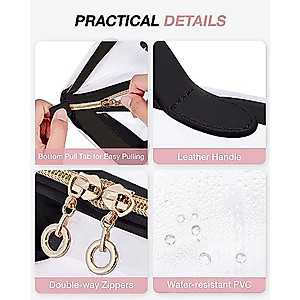 BAGSMART Makeup Bag Cosmetic Bag, Clear Travel Makeup Bag,Water-resistent Makeup Bags for Women Doram Room Essentials Portable Pouch Open Flat Make Up Organizer Bag for Toiletries, Brushes Black