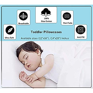 Giza Cotton Travel Pillowcases Pack of 2, Solid Sky Blue Envelope Style Pillow Cover Baby Pillowcase Giza Cotton Pillow Shams for Kids 12x16 Travel Pillow Case Covers