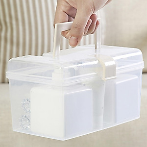 Plastic Clear Storage Box, Multipurpose Organizer and Storage Case, Portable Handled Storage Box for Home, School, Office, First Aids(L 9.1x4.5x3.7in)
