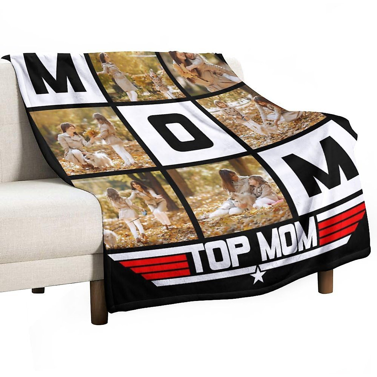 Top Mom Custom Blankets with Photos Soft Personalized Blanket Made in USA 6 Photo Blanket for Mom Women Men Friends Kids Personalized Gifts Christmas Halloween Mothers Day Anniversary Throws Bed Sofa