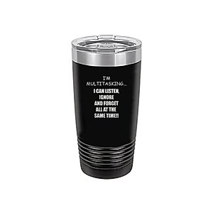 Rogue River Tactical Funny Sarcastic Office Work 20 Oz. Travel Tumbler Mug Cup w/Lid Vacuum Insulated Hot or Cold Multitasking (Black)