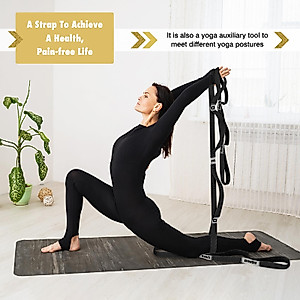 LXLOVESM 2 Pack Stretching Straps Yoga Strap for Physical Therapy,10 Loops Non-Elastic Stretch Bands for Exercise, Pilates, Dance,Gymnastics,with Letters & Inspirational Remarks (Pink+Black)