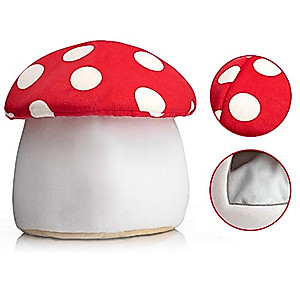 PAPITLULU Pet Bed Small Animals Bed Dutch Pig Hamster Nest Hedgehog Rat Chinchilla Guinea Habitat Mini House, Red Mushroom, L