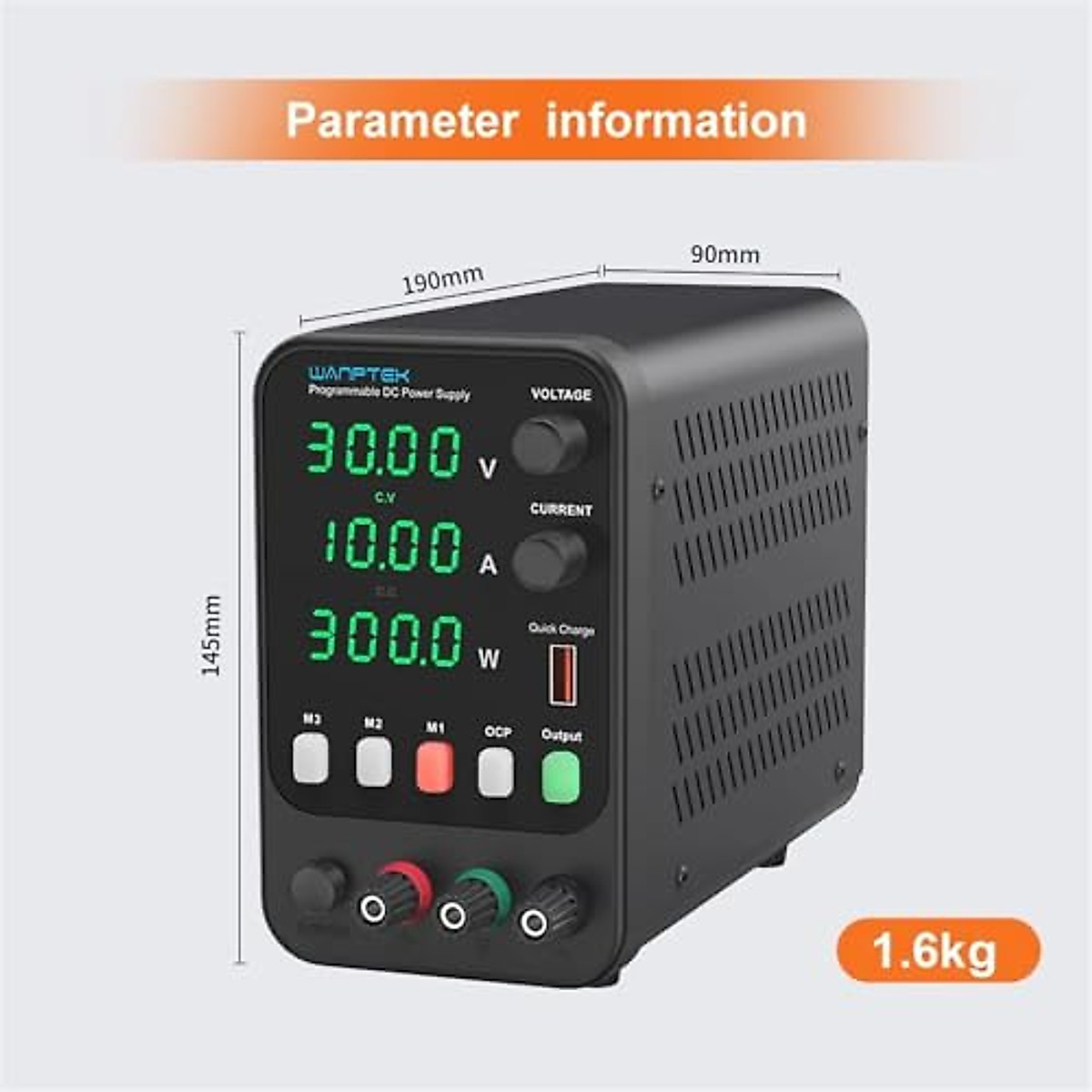 1PCS Laboratory Power Supply, 0-30 V 0-10 A, DC Adjustable Power Supply with 4-Digit LED Display, Encoder Adjustment knob and Output(APS3010H 30V 10A)