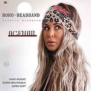 Acenail Wide Headbands Knotted Turban Headband Elastic Non Slip Hairbands Floral Workout Head Bands Yoga Cotton Hair Scarfs Boho Head Wraps Fashion Hair Accessories for Women 4Pcs(Gorgeous)