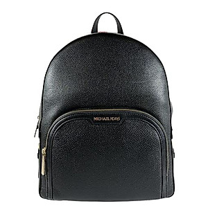 Michael Kors Jaycee Large 2 Zip Pocket Backpack Leather (Black)