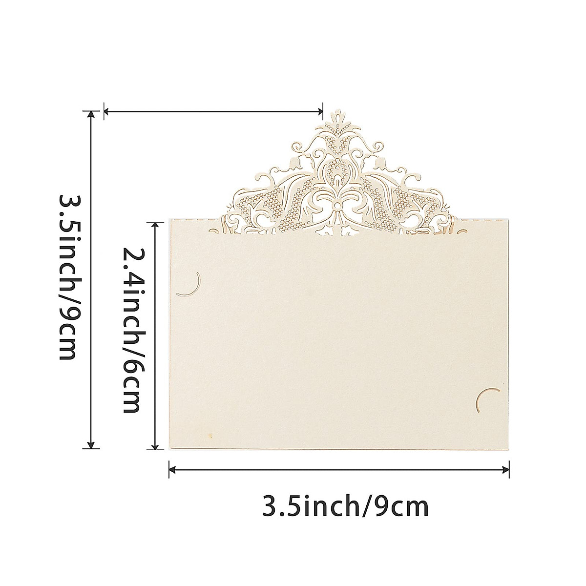 Lace Hollow Out Table Place Cards Wedding Seating Cards 50Pack Folded Place Name Cards for Wedding Banquet Events Party 3.5in Ivory