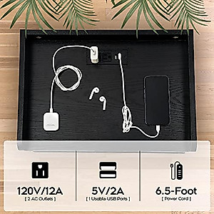 TC-HOMENY LED Nightstand with Voice-Activated Mode, End Table with Charging Station for Bedroom Furniture, Side Bed Table with 2 Drawers (Black)