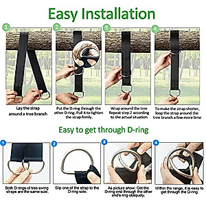 Werfeito Extra Long Tree Swing Straps, 3FT/10FT/20FT/30FT Tree Swing Hanging Straps Kit Holds 5000 lbs with Tree Protector, Heavy Duty Carabiner and Swivel Perfect for Swings & Hammocks (20 FT)