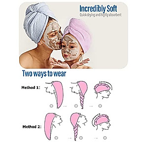 Sackei Hair Drying Towel Microfiber Hair Towel Wrap with Solid Button, 9.5 inch X 26 inch Supersoft NO Dripping Hair Turban for Wet Hair Drying Hair Anti Frizz for Kids and Women (1Pcs Purple)