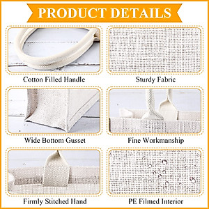 10 Pieces White Burlap Bags Jute Tote Gift Bags Reusable Bachelorette Party Favors Bags with Handles Burlap Tote Beach Bag for Party Favor Shopping Travel Wedding DIY Craft, 15.4 x 5.9 x 12.2 Inch