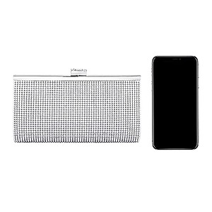 Ayliss Women Evening Clutch Purse Bag Rhinestone Giltter Wedding Party Crossbody Shoulder Wallet Bag Bridal Cocktail Prom (Mini, Silver)