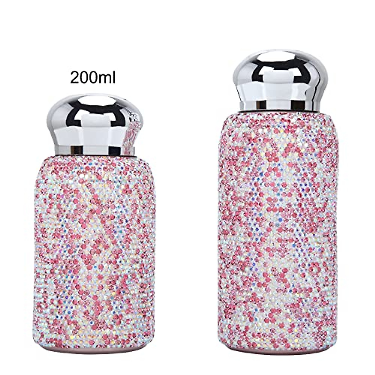 Fawziya Bling Water Bottle 7 oz Small Crystal Insulated Water Bottle-Pink