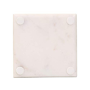 Drink Coasters, Handcrafted 4” Inch Square Marble Coasters – Set of 4