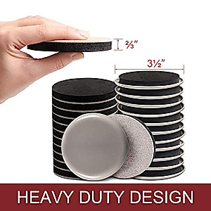 Furniture Sliders, 20pcs-3 1/2” Felt Furniture Sliders for Carpet, Furniture Pads Hardwoods Floors, Heavy Furniture Movers Sliders, Reusable Furniture Moving Pads, Floor Protectors for Carpet