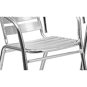 Flash Furniture 4 Pack Heavy Duty Commercial Aluminum Indoor-Outdoor Restaurant Stack Chair with Triple Slat Back