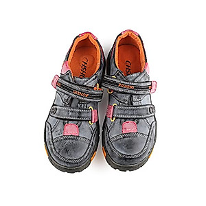 CHSHOER Women's Walking Leather Shoes Hook and Loop Casual Shoes(Black,9.5)