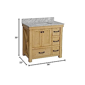 Tuscany 36-inch Bathroom Vanity (Carrara/Driftwood): Includes Driftwood Cabinet with Authentic Italian Carrara Marble Countertop and White Ceramic Sink