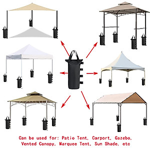 CACTIYE Canopy Weight Bags for Pop up Canopy Tent, Sand Bags Leg Weights for Instant Outdoor Sun Shelter Canopy Legs, 4-Pack (Bags Only, Sand Not Included) (Round-4PCS-7.9x19.7 INCH, Black)