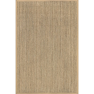 nuLOOM 8x10 Elijah Seagrass Area Rug, Beige, Solid Farmhouse Style, Cotton Bordered, Basketweave, Natural Fiber, For Bedroom, Dining Room, Living Room, Hallway, Office, Kitchen, Entryway