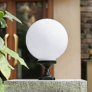 JSBDPHW Creative Spherical E27 Pillar Lamp Acrylic Lampshade Outdoor Fence Column Light Villa Courtyard Gate Column Light Lawn Decorative Lighting Fixtures