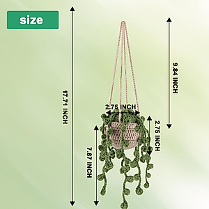 Crochet Hanging Plants, Succulent Car Plants, Mini Macrame Plant Car Accessories Rear View Mirror Charm Cute Hanging Rearview Car Decor Boho Hanger Gifts for Plant Lover 1