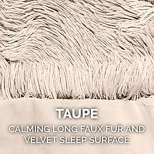 Furhaven Waterproof Throw Blanket for Dogs & Indoor Cats, Washable - Shaggy Plush Calming Long Faux Fur & Velvet Dog Blanket - Taupe, Medium