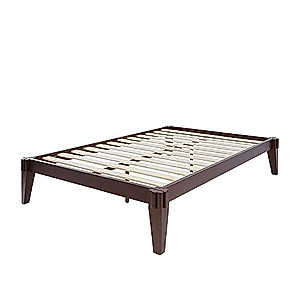 Bme Chalipa 14” Full Size Bed Frame - Wood Platform Bed - Wood Slat Support - No Box Spring Needed - Easy Assembly - Minimalist & Modern Style, Walnut