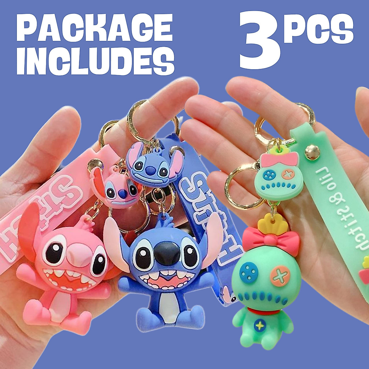 3PCS Murine And Angel Keychain Cartoon Key Chains for Kids Girls Boys Couple Keychain for Keys Backpack Bag Phone Keychain Gift for Birthday Christmas New Year